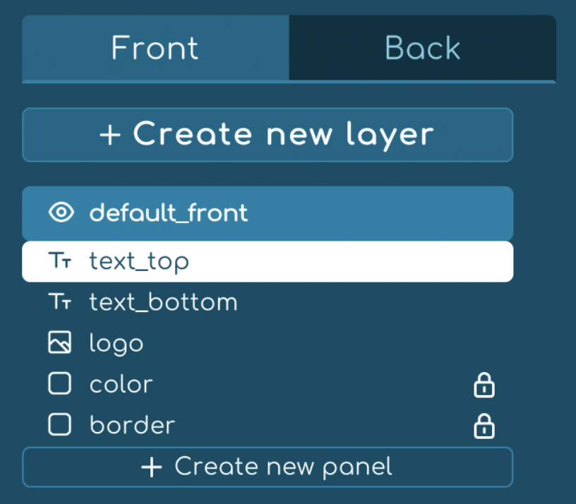 Layers & Panels Main Options - Tabletop Creator